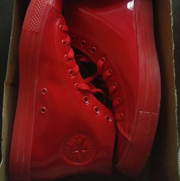 Converse | Shoes | Nwt Converse Chuck Taylor Red Patent Leather Hi ...